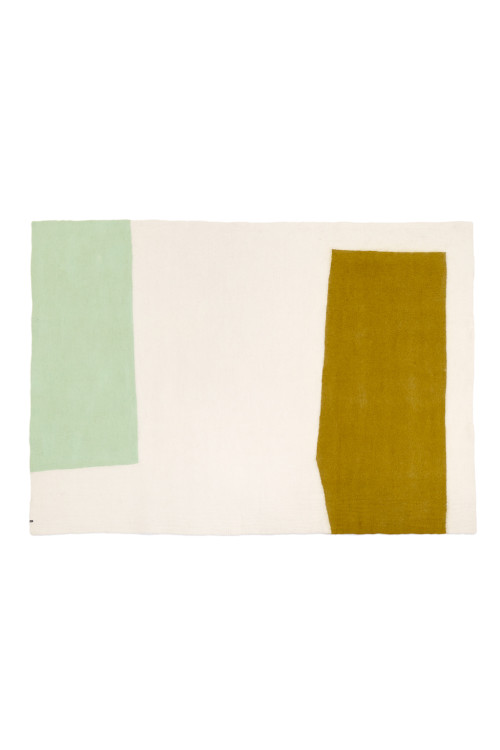 Wool color block rug, handmade in Nepal - MUSKHANE