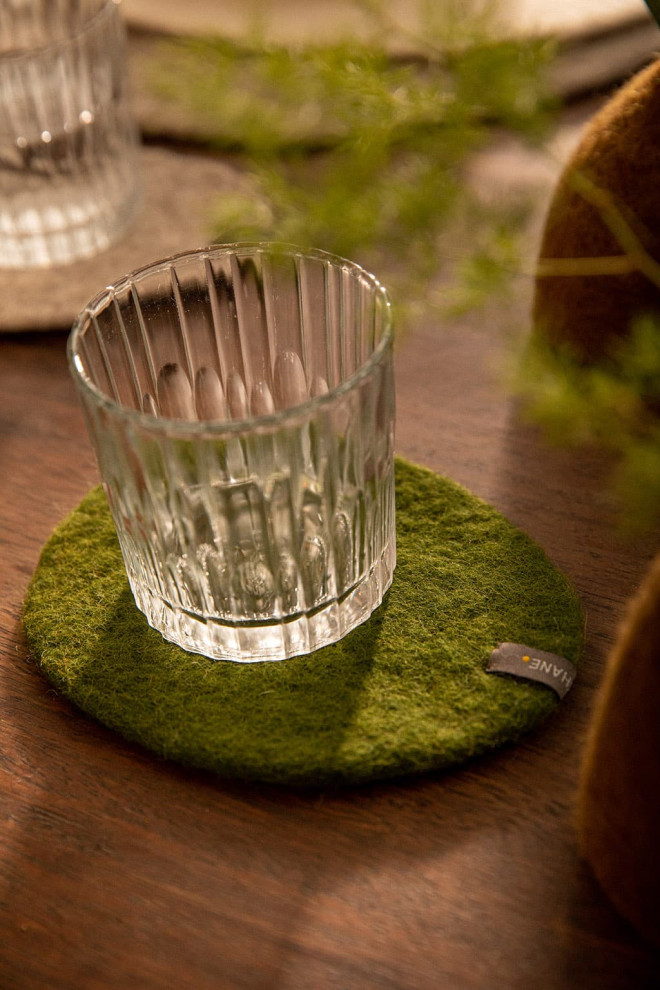 Felt placemats, coasters and trivets, handmade in Nepal