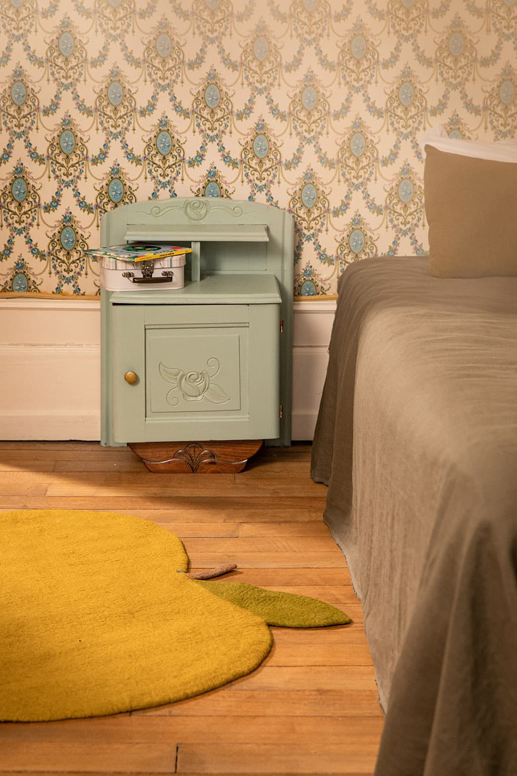 Apple Rug handmade from felted wool