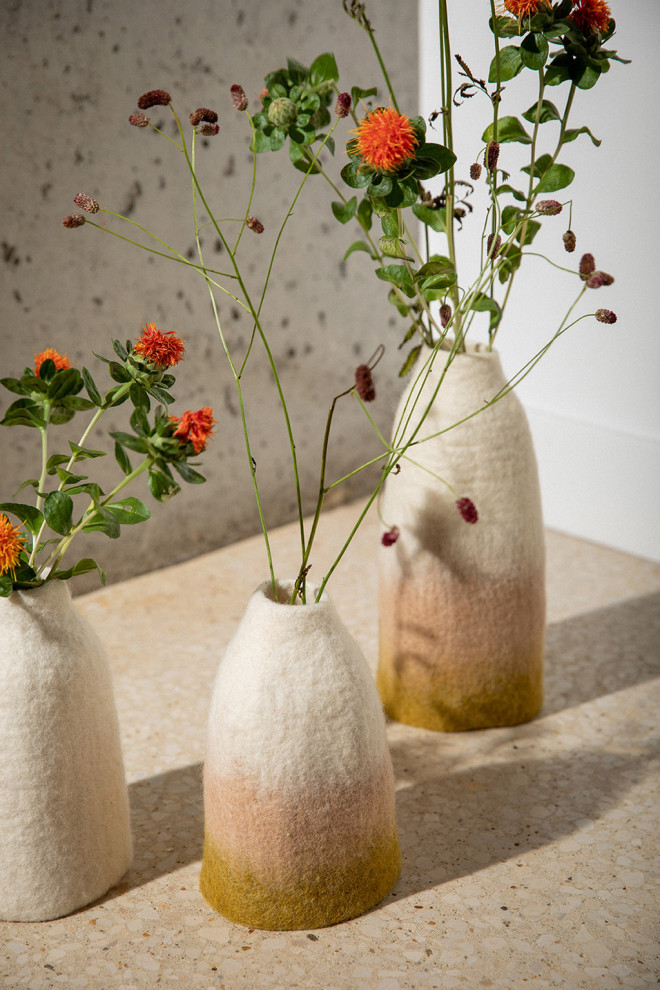 Felt vases, felt vase covers - Handcrafted from Nepal - MUSKHANE